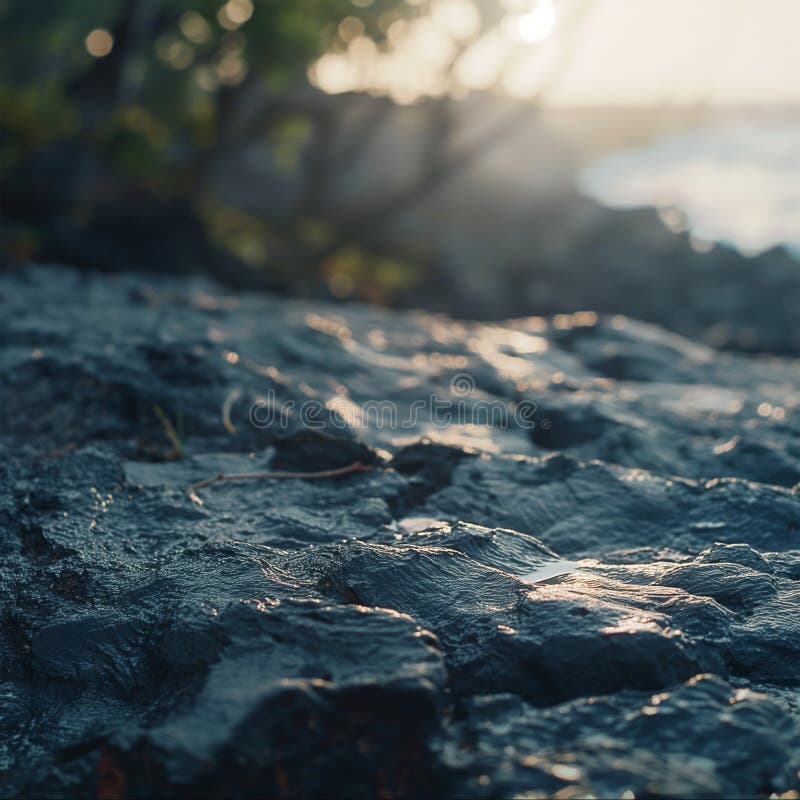 Crystal Clear Water Droplet on a Smooth, Black Rock with Hints of ...