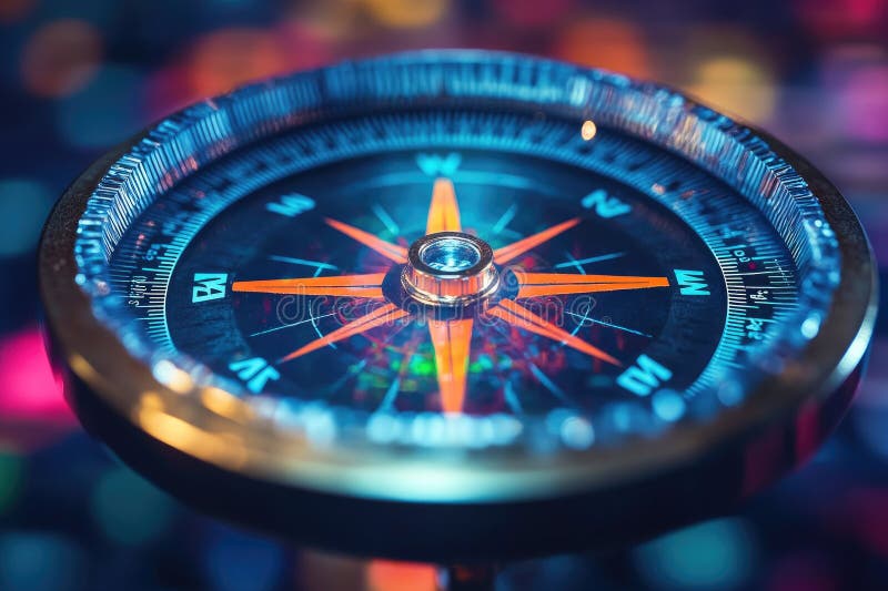 Illuminated Compass: Guiding Light To Success and Adventure Stock ...