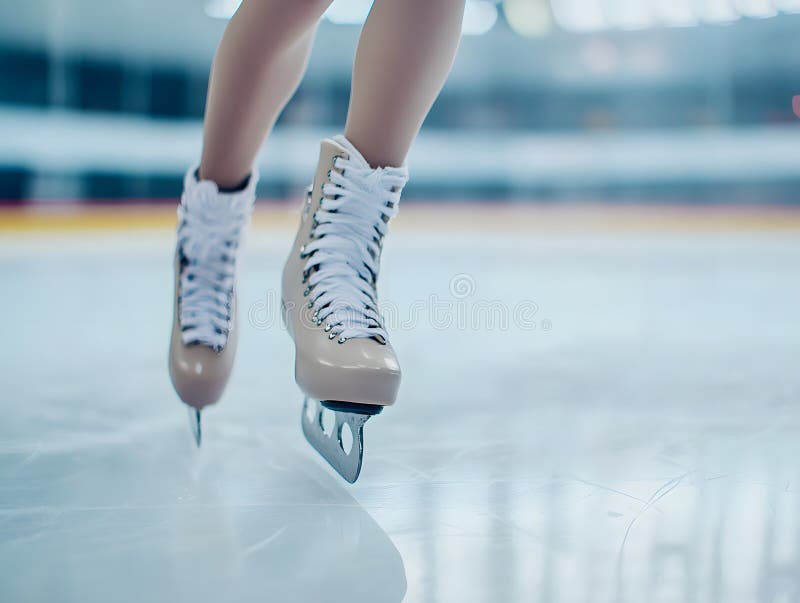 Ice Skater in Close-up Executing a Perfect Spinning Move with Elegance ...