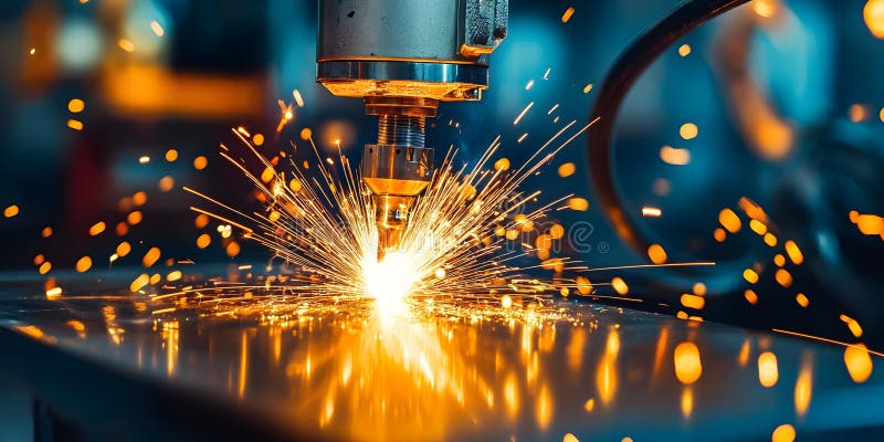 Close-Up of Metal Cutting Process Stock Illustration - Illustration of ...