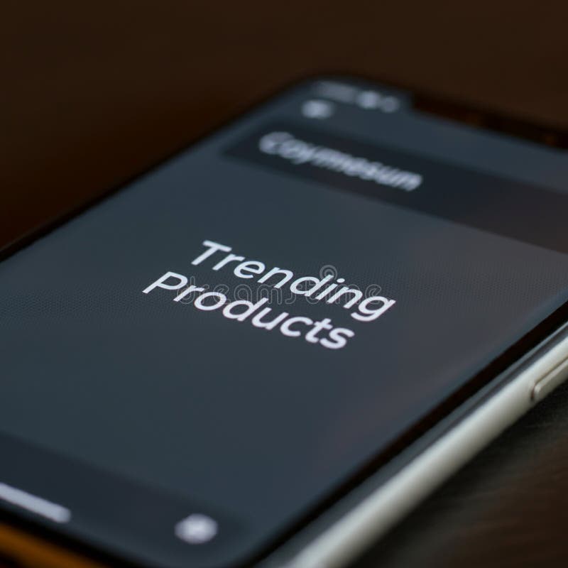 AI-Generated Image: Smartphone Display with "Trending Products" Text ...