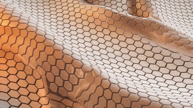 Abstract Hexagon Pattern 3D Geometric Texture Wavy Background Beige ...