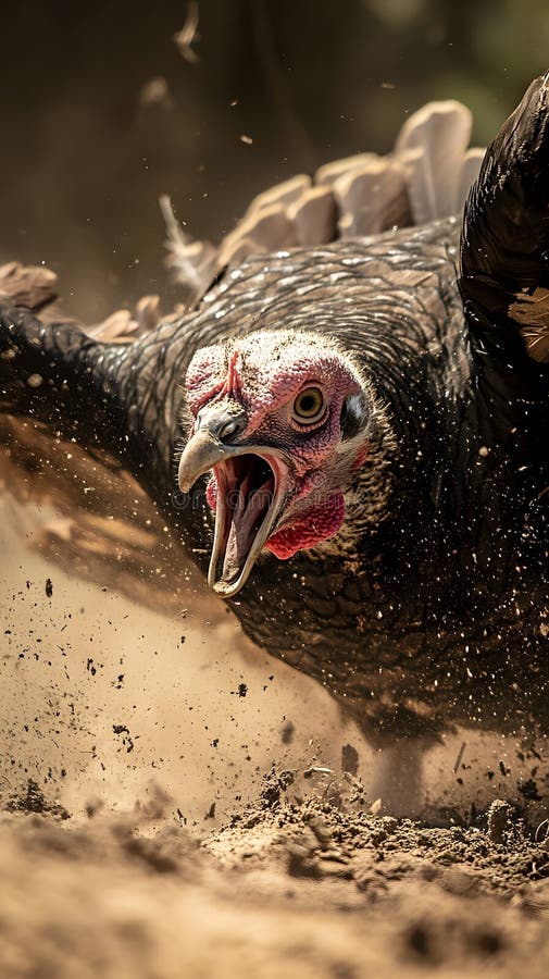 Close-up of a Turkey Energetically Charging Forward in the Wild ...