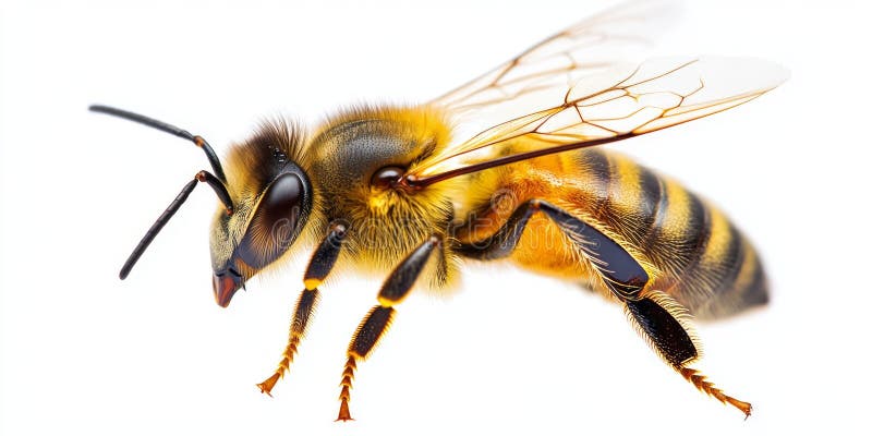 This Image Features a Close-up View of a Bee Showcasing Its Delicate ...