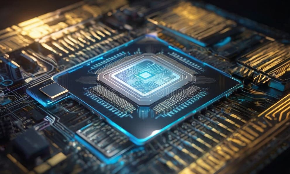 This Image Features a Close-up View of a Computer Processor Mounted on ...