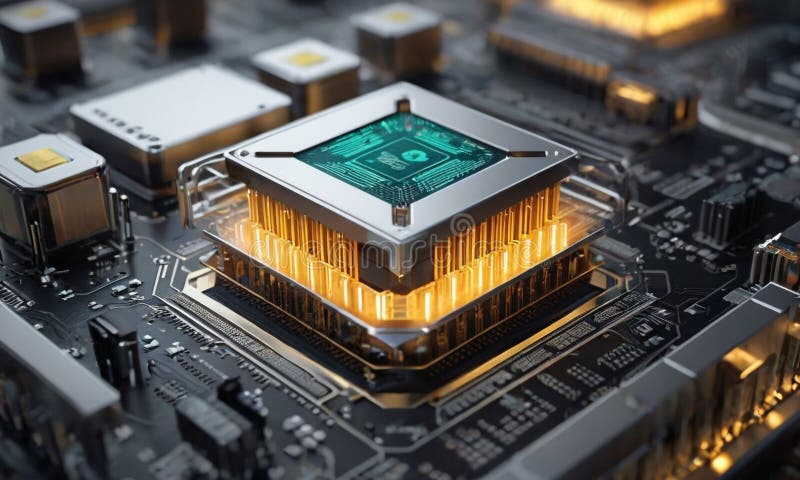 This Image Features a Close-up View of a Computer Processor Mounted on ...