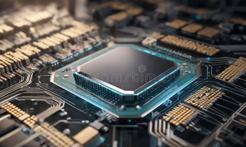 This Image Features a Close-up View of a Computer Processor Mounted on ...