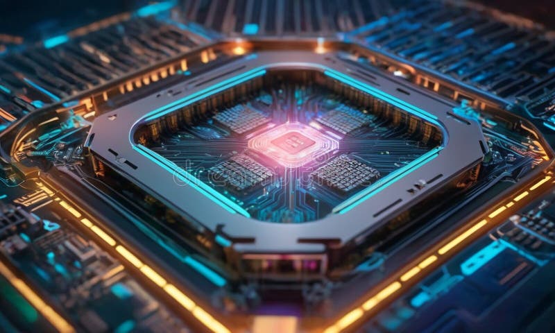 This Image Features a Close-up View of a Computer Processor Mounted on ...