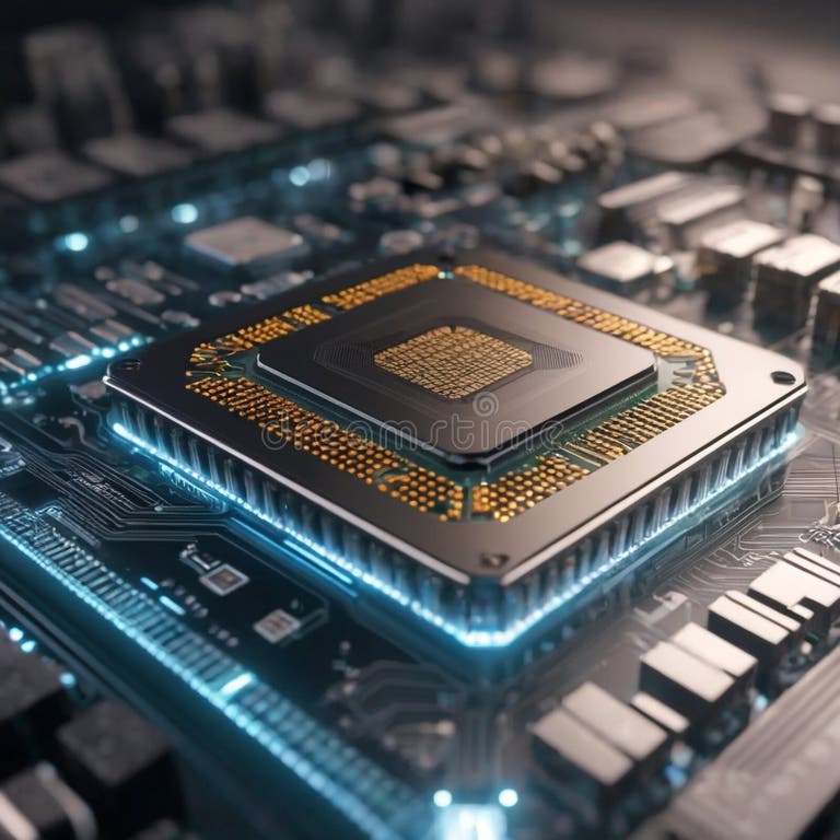 This Image Features a Close-up View of a Computer Processor Mounted on ...