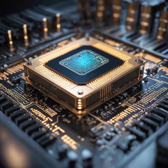 This Image Features a Close-up View of a Computer Processor Mounted on ...