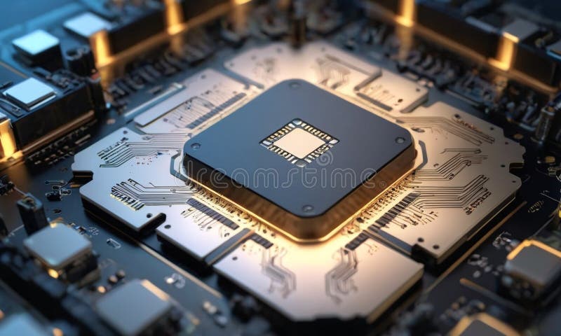 This Image Features a Close-up View of a Computer Processor Mounted on ...