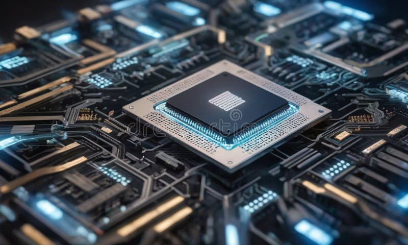 This Image Features a Close-up View of a Computer Processor Mounted on ...