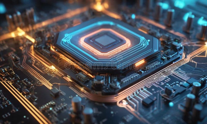 This Image Features a Close-up View of a Computer Processor Mounted on ...