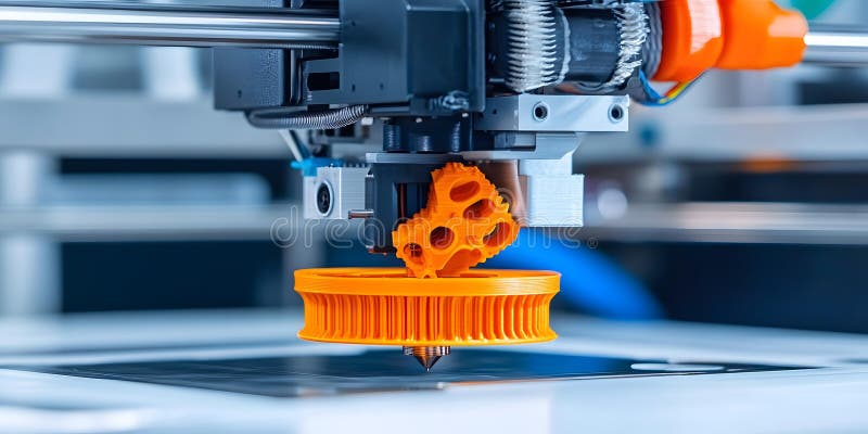 3D Printer Operating with Orange Filament Stock Illustration ...