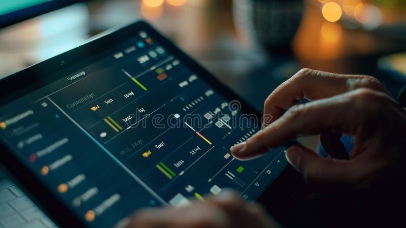 Closeup of Digital Maintenance Calendar on Tablet with Alerts and ...
