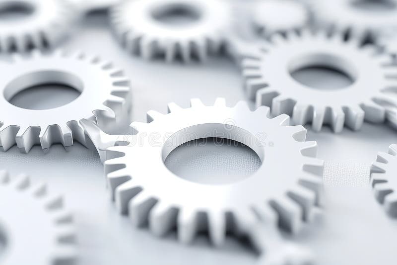 Close-up of Interlocking White Gears on a Soft Textured Surface Stock ...