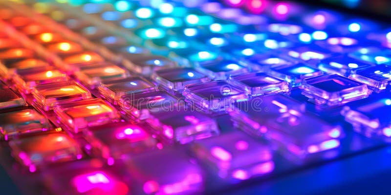 Illuminated Keyboard with Vibrant Colors Stock Illustration ...