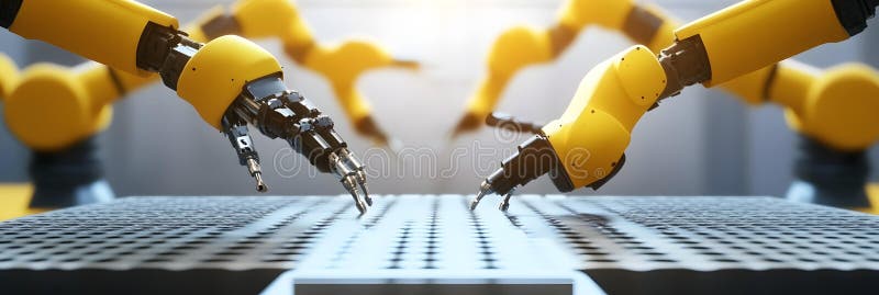 Robotic Arm Typing on Keyboard Stock Illustration - Illustration of ...