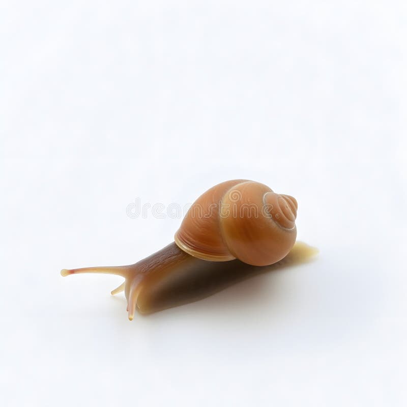 Close-Up of Snail with Spiral Shell and Antennae on White Background ...