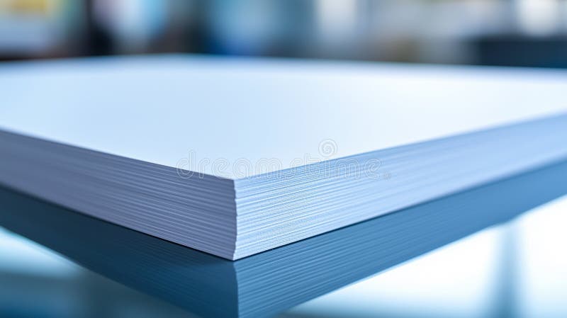 Close-Up of a Thick Stack of White Paper Edges on a Glossy Surface ...