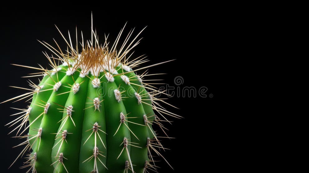 A Close-up of a Green Cactus with Long, Sharp Spines. Stock Image ...