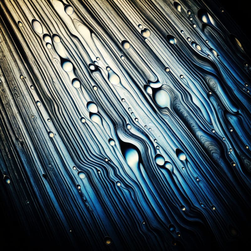 Close-up of Water Droplets Beading Off a Metallic Surface, Bathed in ...