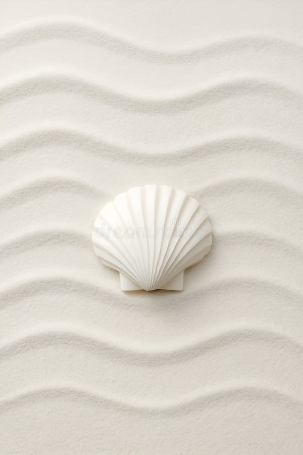 White Shell on Textured Wavy Sand Background Stock Illustration ...