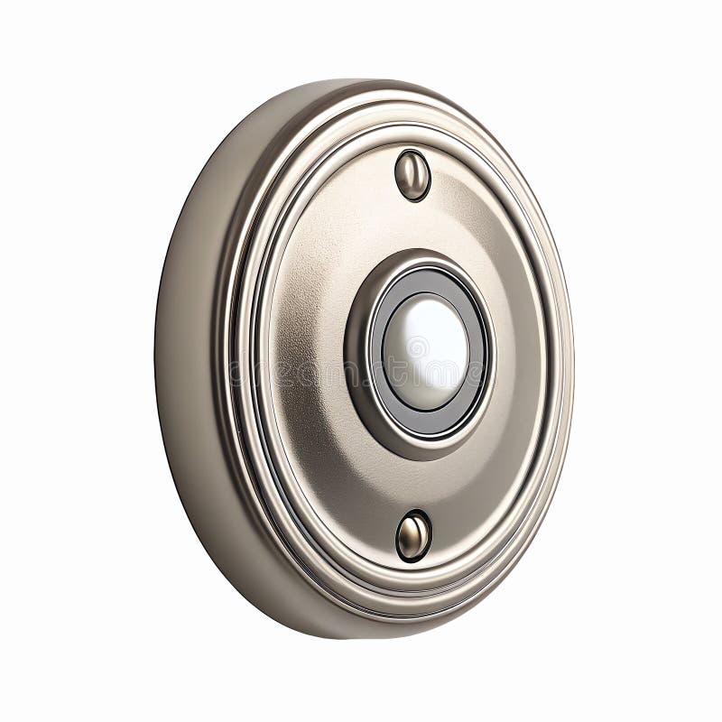 Closeup of Modern Metallic Doorbell Button with Circular Design for ...