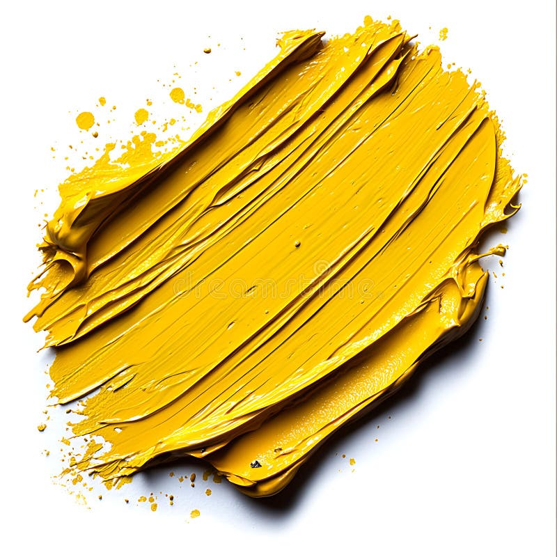Vibrant Yellow Paint Stroke Thick Texture Isolated on White Background ...