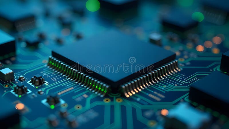 This Image Features a Closeup View of a Computer Chip Set on Its ...