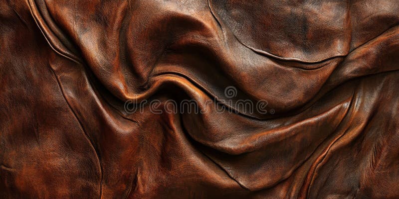 This Image Features a Closeup View of a Piece of Brown Leather Material ...