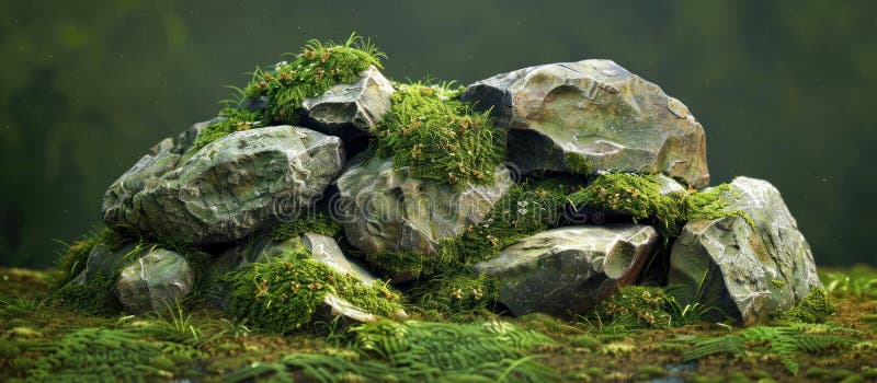 Moss-covered Rocks in a Forest Stock Photo - Image of botany, growth ...