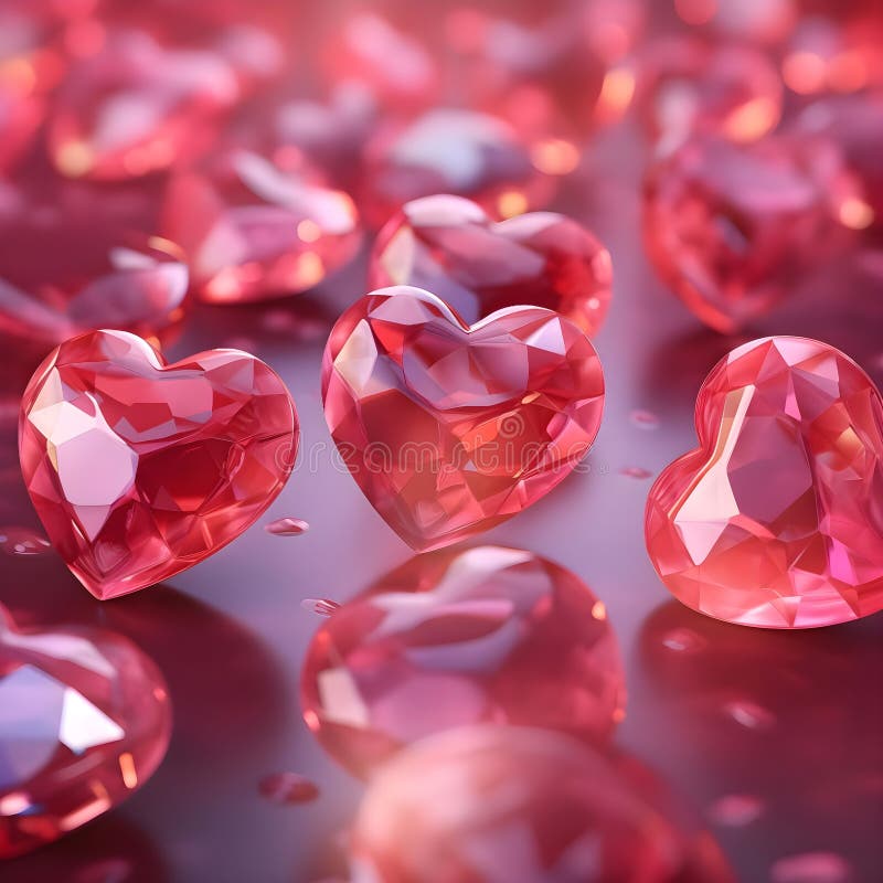 Romantic Hearts Red Gemstones Creating a Beautiful and Intricate ...