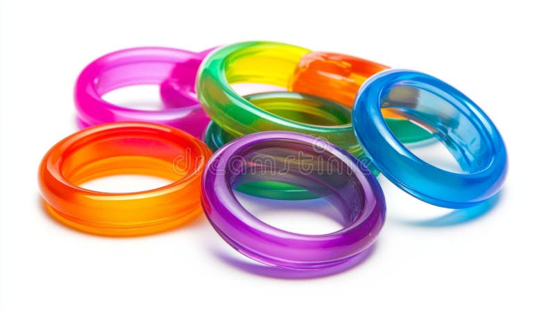Colorful Plastic Rings Create a Vibrant Display. Perfect for Playful ...