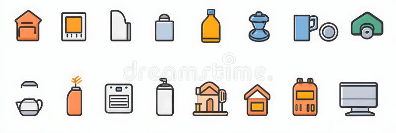 Collection of 16 Distinct Icons in Grid Format Stock Illustration ...