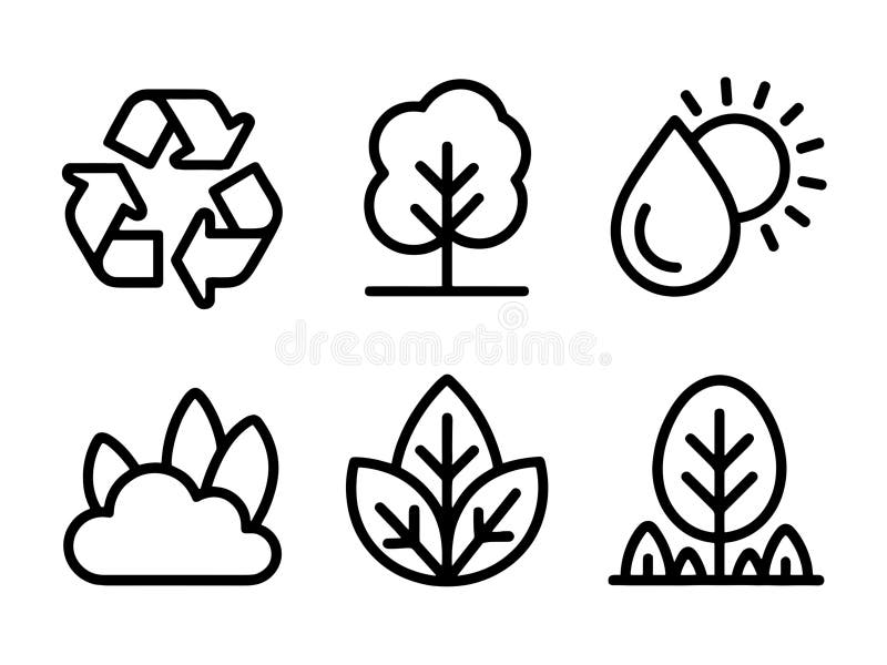 Environment Natures Set Sustainability Eco Friendly Symbols Stock ...