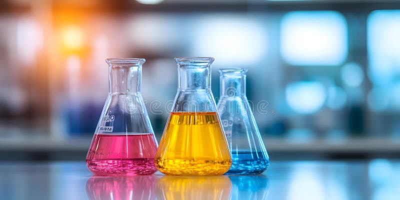 Vibrant Collection of Colored Flasks Stock Illustration - Illustration ...