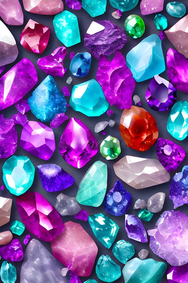 Multicolored Gemstones on a Grey Background Generated by Ai Stock ...