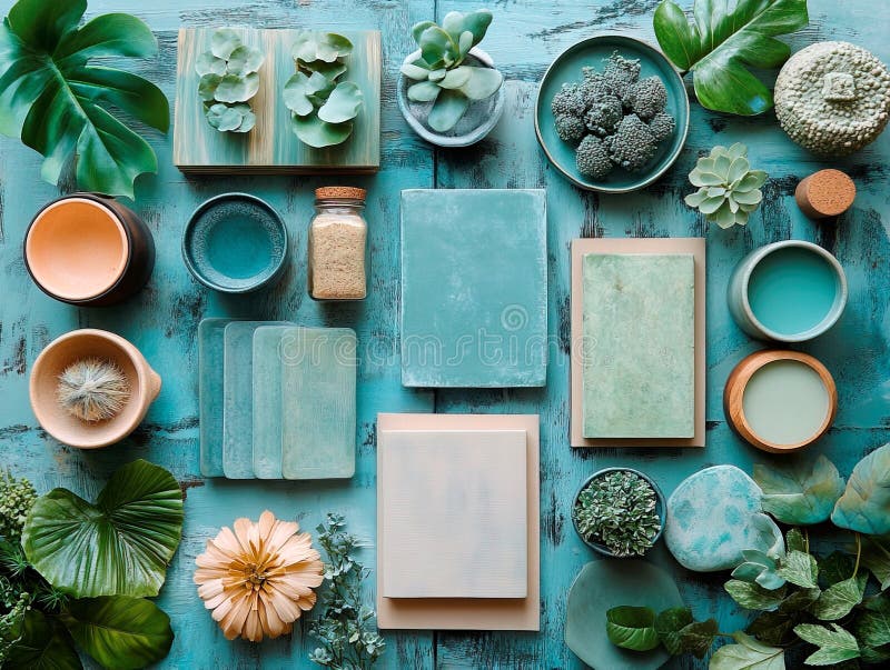 Image Features a Collection of Objects Arranged on a Wooden Surface ...