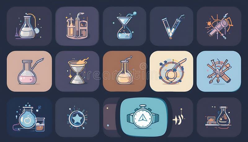 AI-Generated Science Icons stock illustration. Illustration of text ...