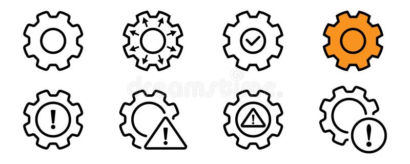 Gear Icons Depicting Different System States. Gear Icons Set. Stock ...