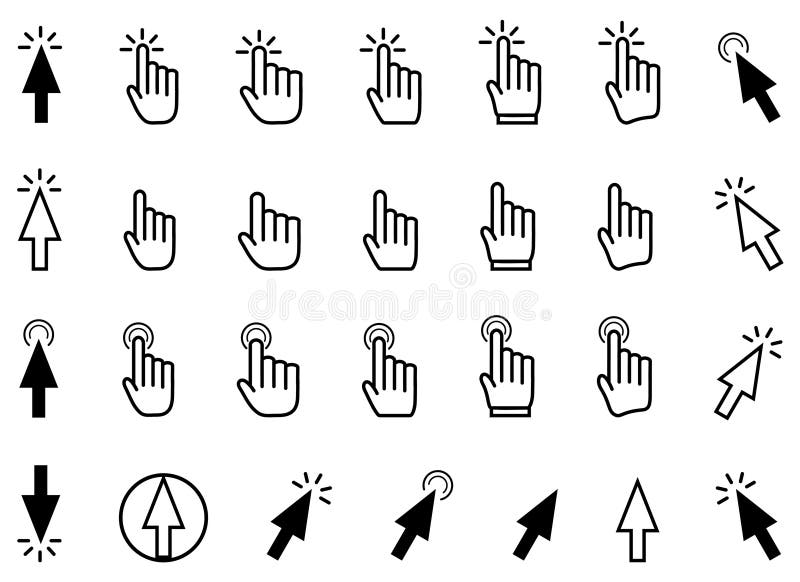 Comprehensive Set of Computer Mouse Cursor Icons. Stock Illustration ...