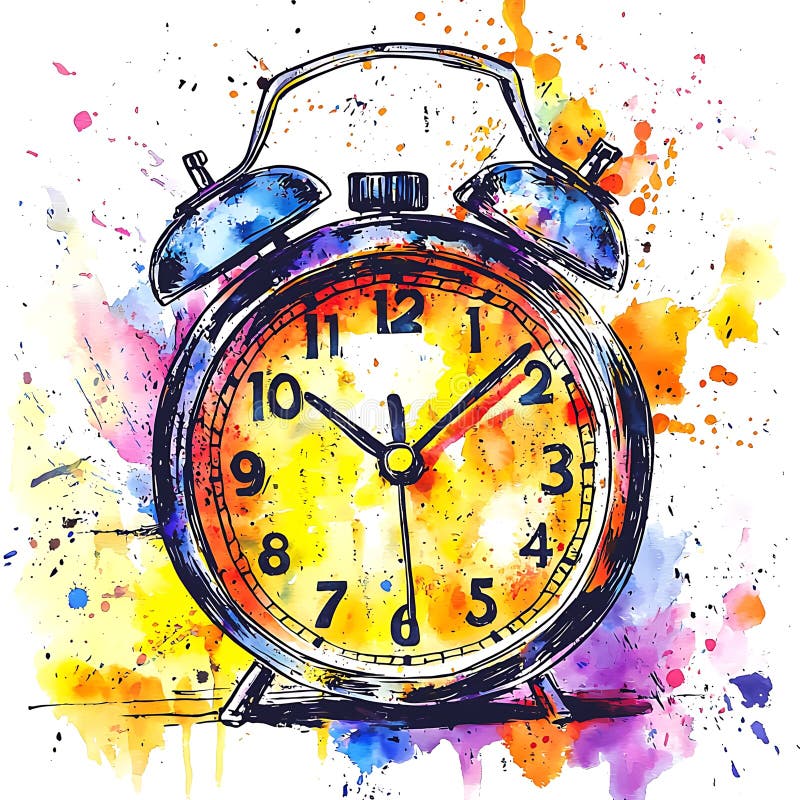 Vivid Alarm Clock Artistic Splash Illustration for Your Next Project ...