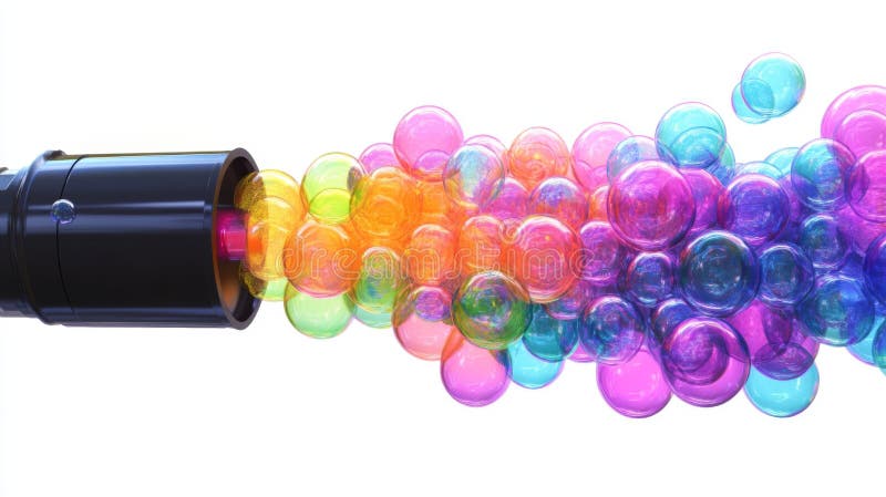 Colorful Bubbles Emerge from a Black Cylinder. the Vibrant Hues Create ...