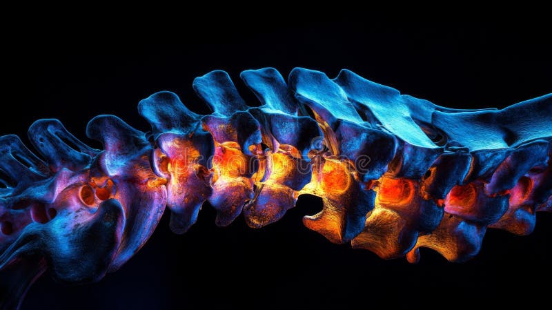 An Intricate Representation of the Human Spine in Vivid Colors. the ...