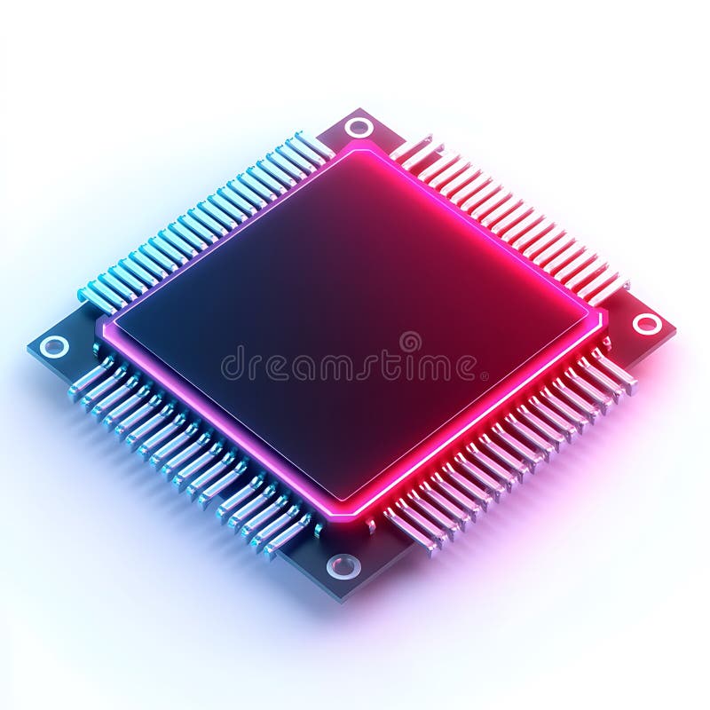 Colorful Microchip with Modern Design and Lighting Effects Stock Image ...