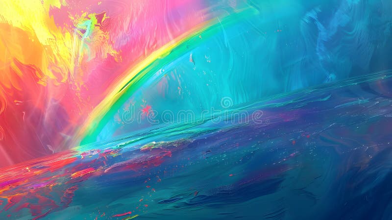 Colorful Rainbow Arc Across Abstract Technicolor Background Stock ...