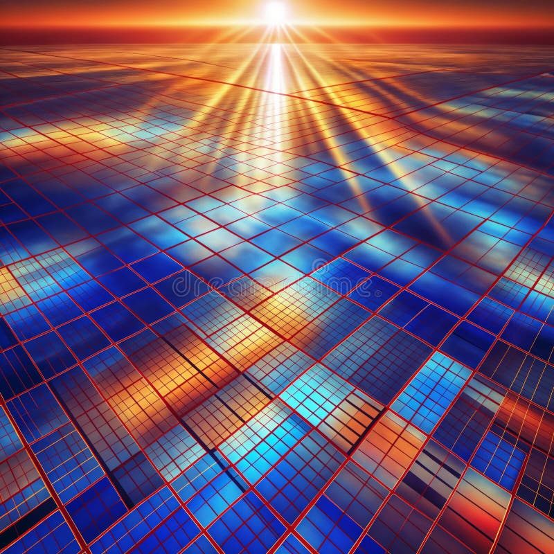 Colorful Reflective Surface with Setting Sun, Generative Ai Stock ...