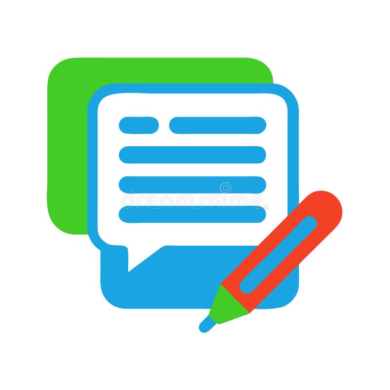 Colorful Speech Bubble with Pen Vector for Communication Stock ...