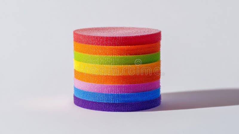 A Vibrant Stack of Colorful Bands Arranged Neatly. Each Layer Showcases ...